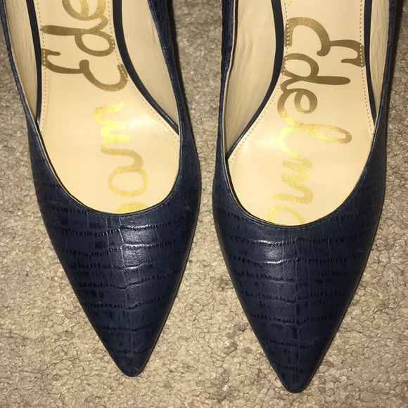 Sam Edelman | Shoes | Navy Blue Leather Pumps | Poshmark